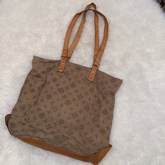 Bags | Vintage Russet Canvas Leather Tote Bag | Poshmark